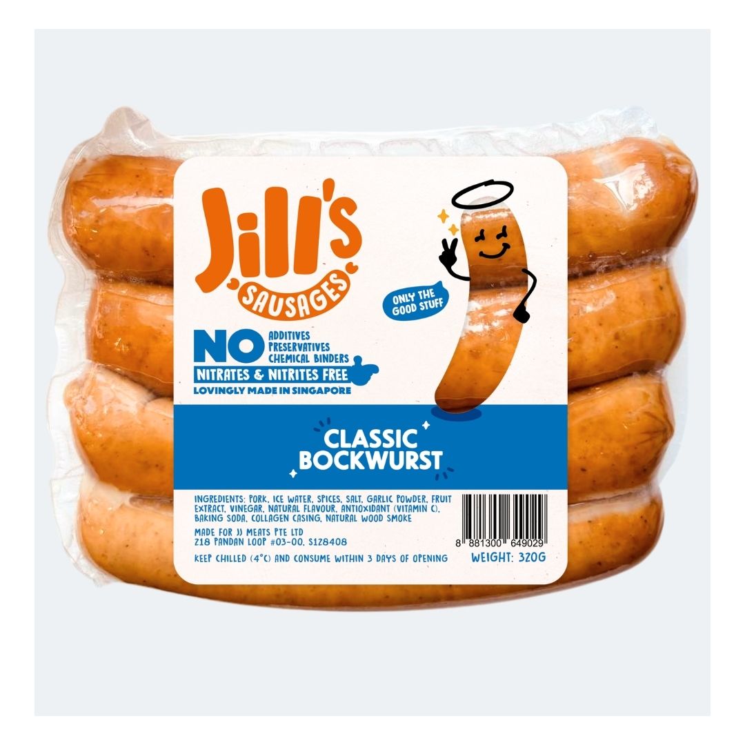 Classic Bockwurst, smoked, 4pc/pkt – Jill's Sausages