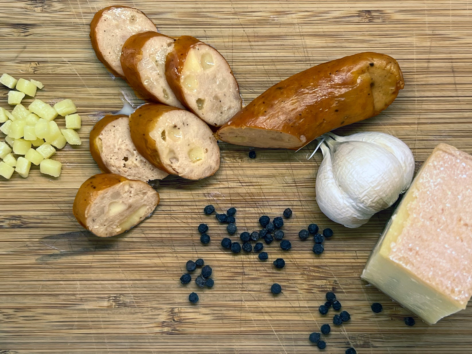 Cheddar Kransky, smoked, 4pc/pkt – Jill's Sausages